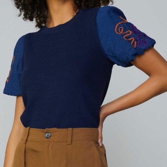 Current Air | Tops | Nwt Stitch Detailed Puff Sleeve Knit Top | Poshmark